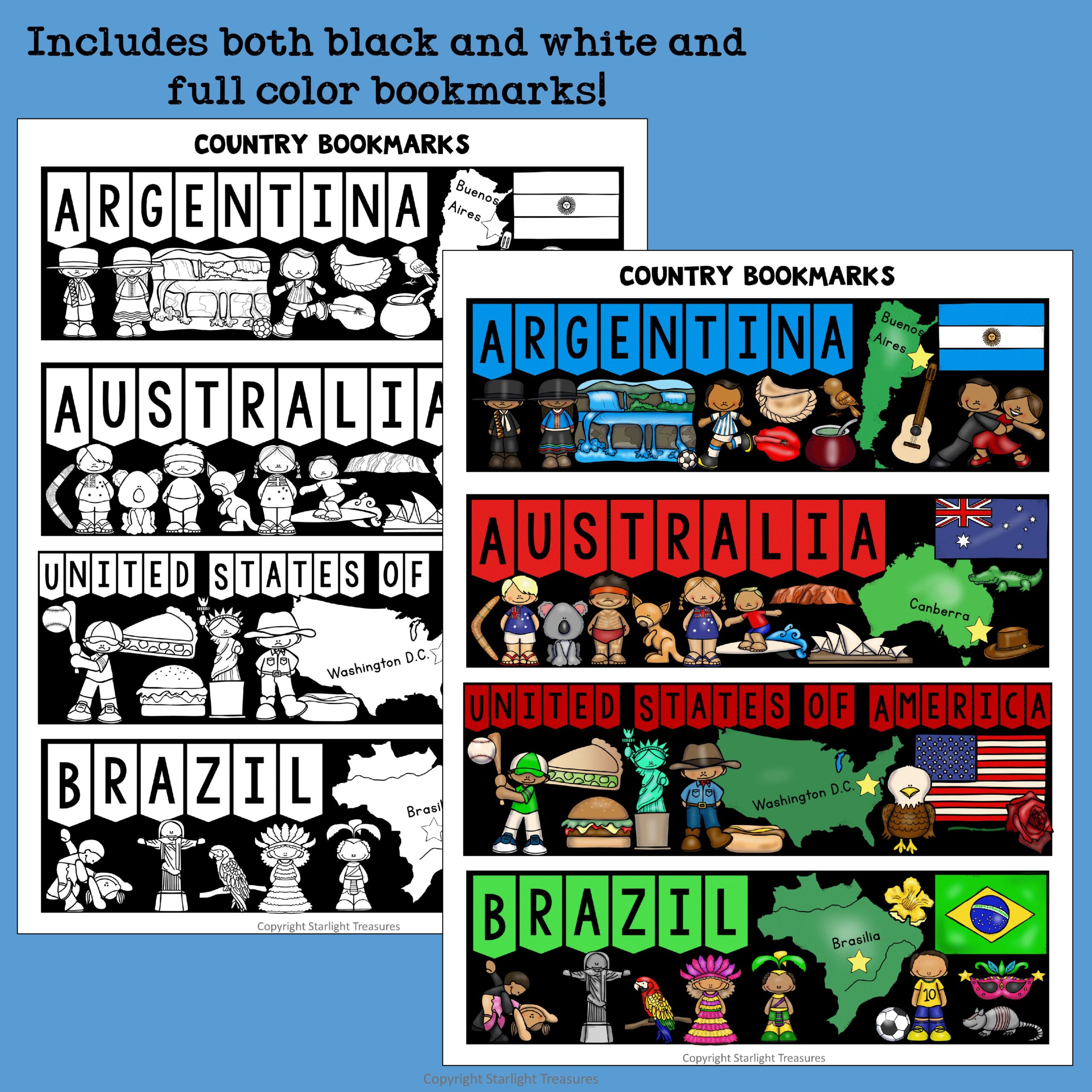 Country Cut n' Color Bookmarks - Country Bookmarks for Early Readers ...