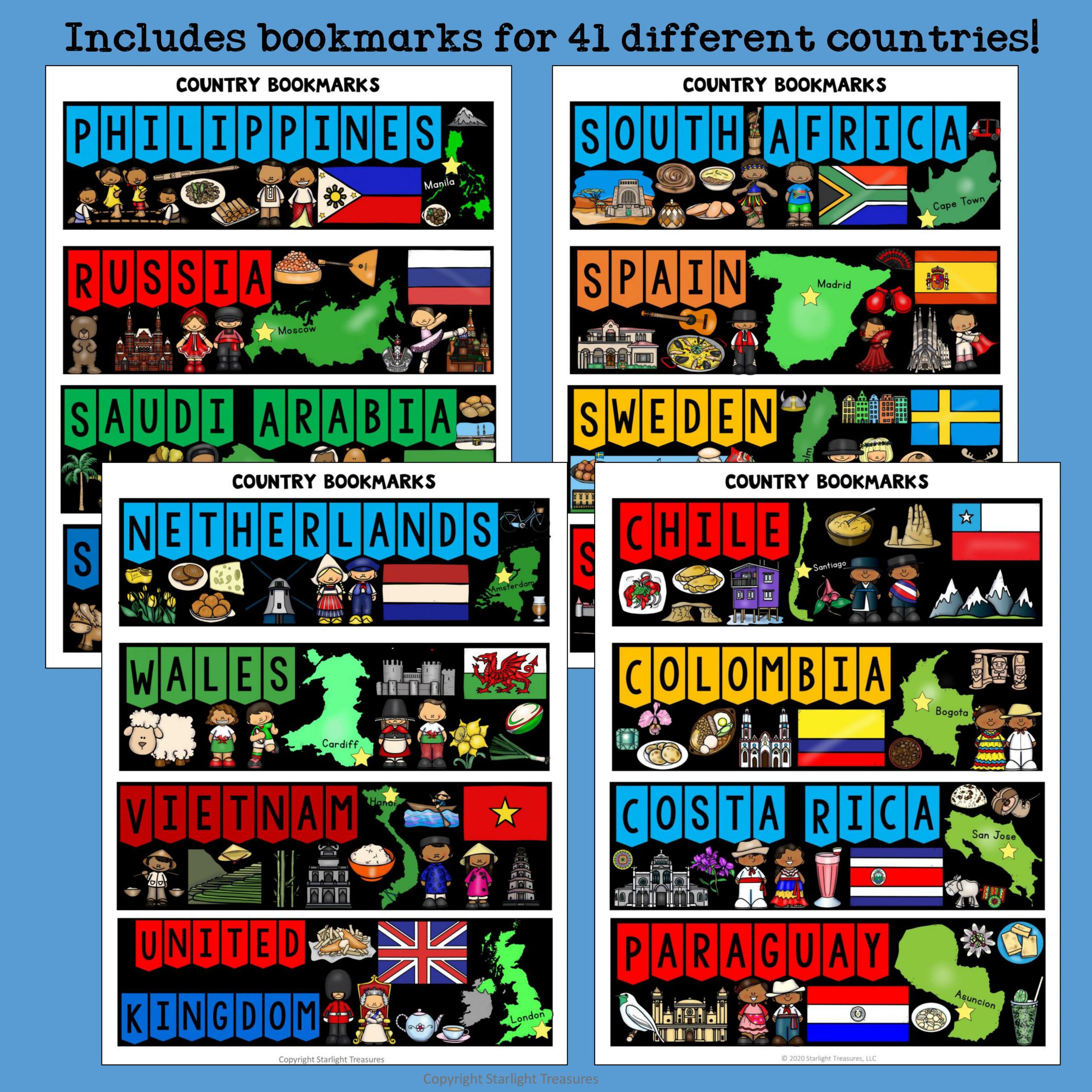 Country Cut n' Color Bookmarks - Country Bookmarks for Early Readers ...