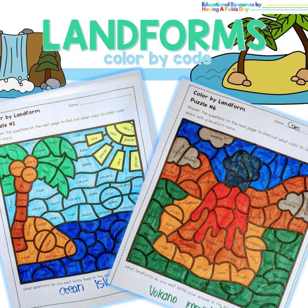 Landforms | Color by Code | Color by Number | Made By Teachers