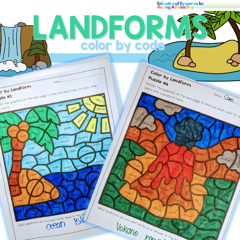 Landforms | Color by Code | Color by Number | Made By Teachers