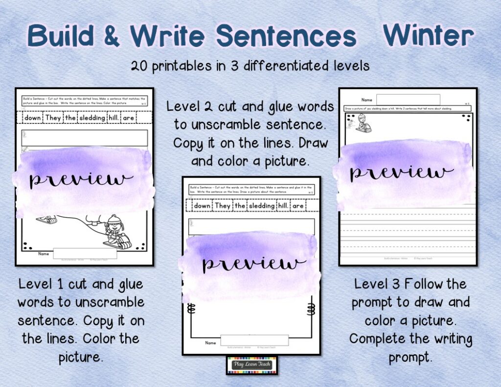 Sentence Writing | Winter Scrambled Sentences | Made By Teachers
