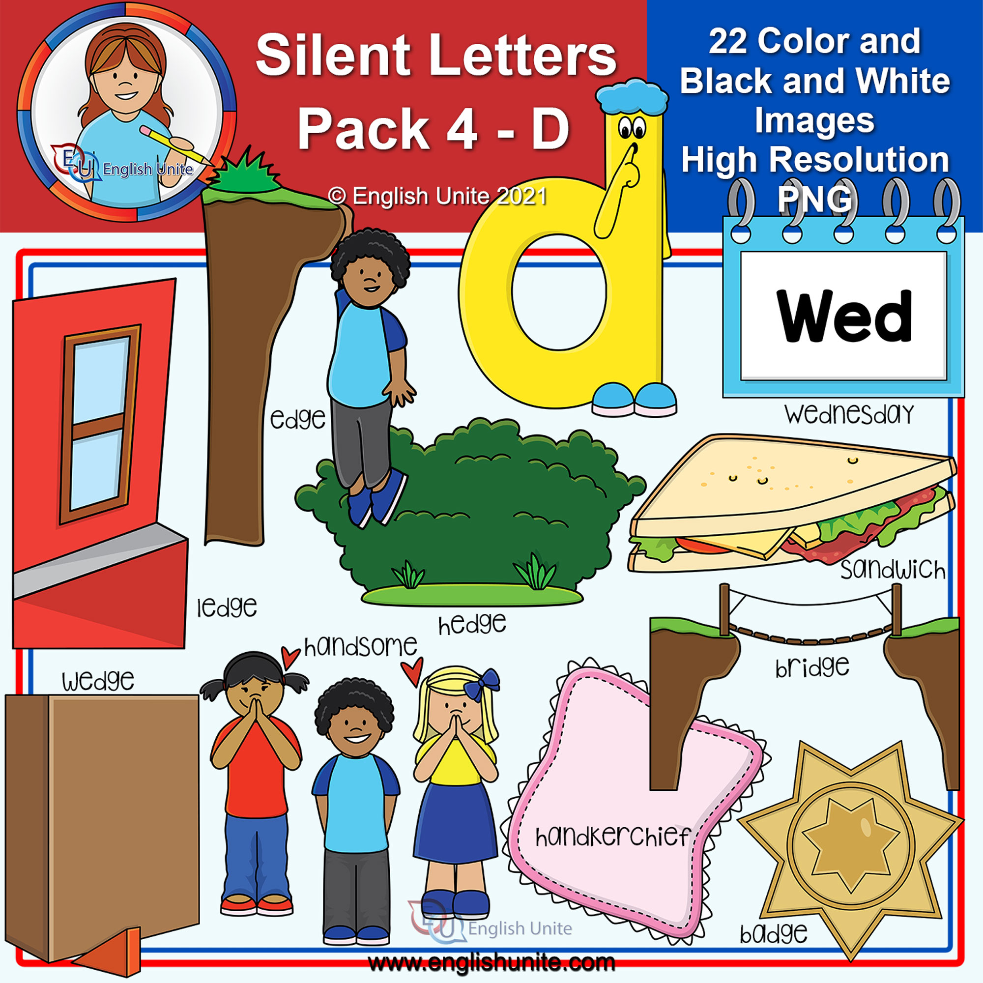 Clip Art - Silent Letters Pack 4 (D) | Made By Teachers