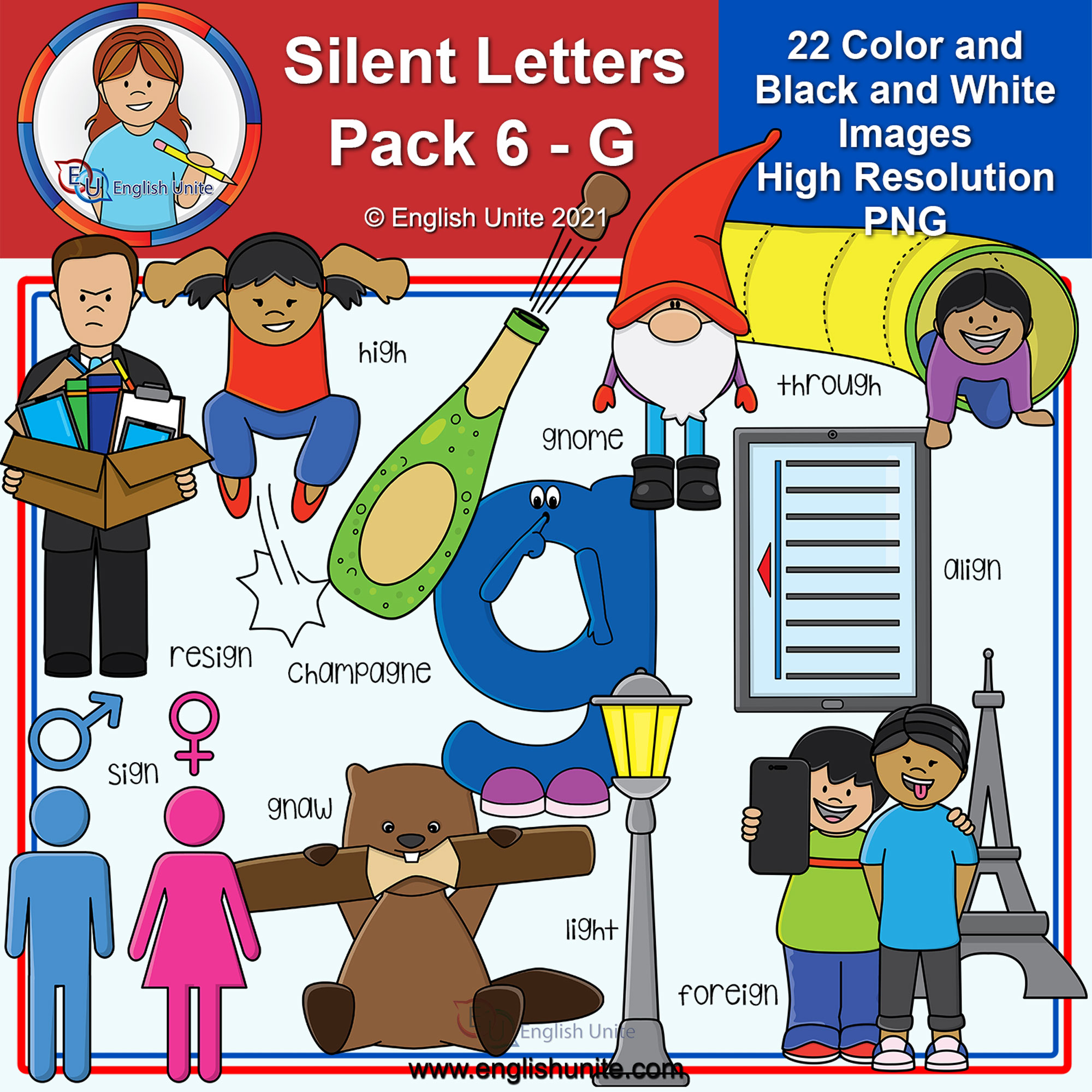 Clip Art - Silent Letters Pack 5 (E) | Made By Teachers