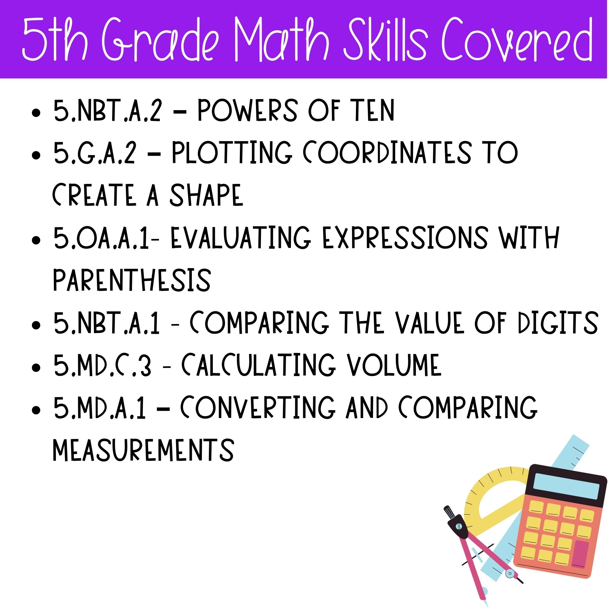 Grade 5 Math Daily Spiral Review for Math Homework or Math Morning Work ...