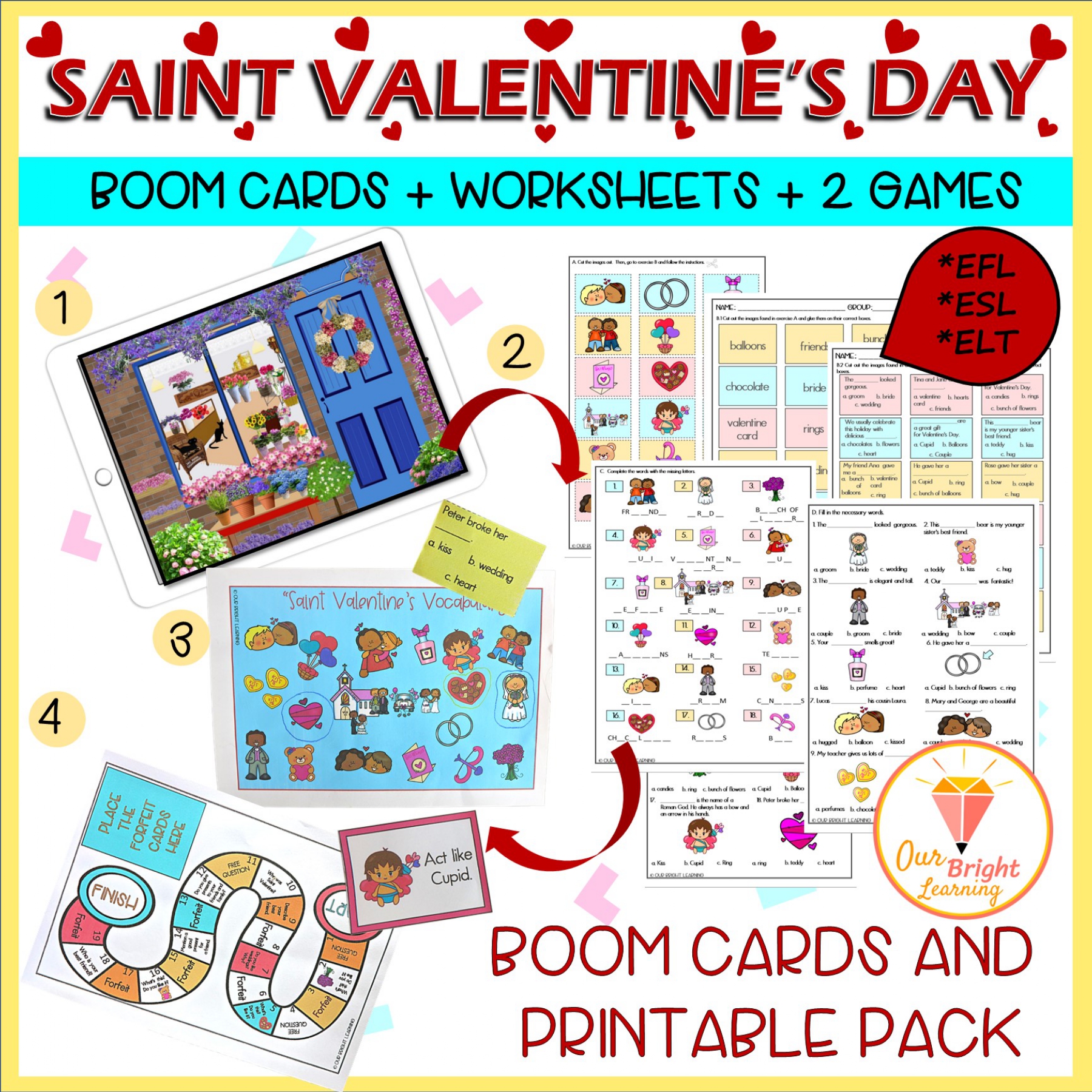 ESL|ESOL| Saint Valentine's Day | Vocabulary | BOOM Cards | Worksheets ...