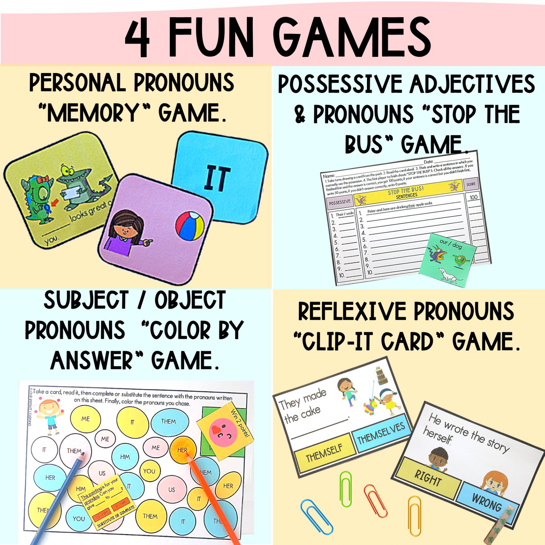 Pronouns | BOOM Cards | Bundle | Personal | Subject | Object ...