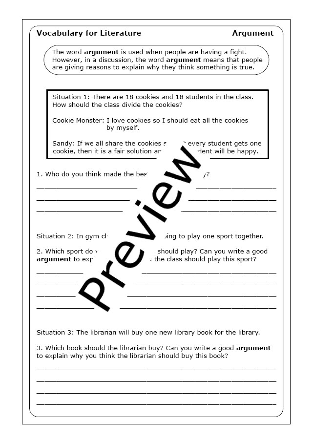 Vocabulary for Literature (Elementary School Level) worksheets | Made ...