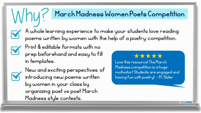 March Madness - Women Poets - Poetry Competition - Editable Poems ...