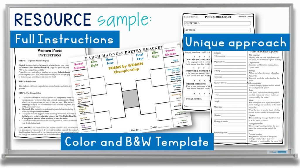 March Madness - Women Poets - Poetry Competition - Editable Poems ...