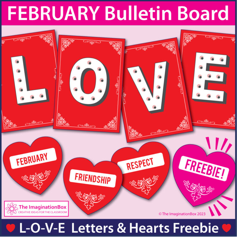 Free February Bulletin Board Display, Valentine's Day Classroom Decor ...