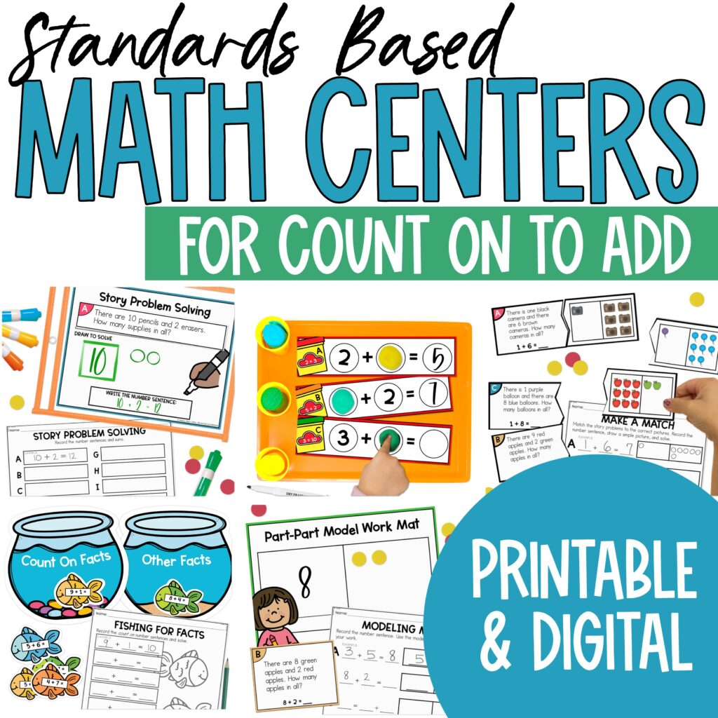 Addition Math Centers for 1st Grade - Printable and Digital | Made By ...