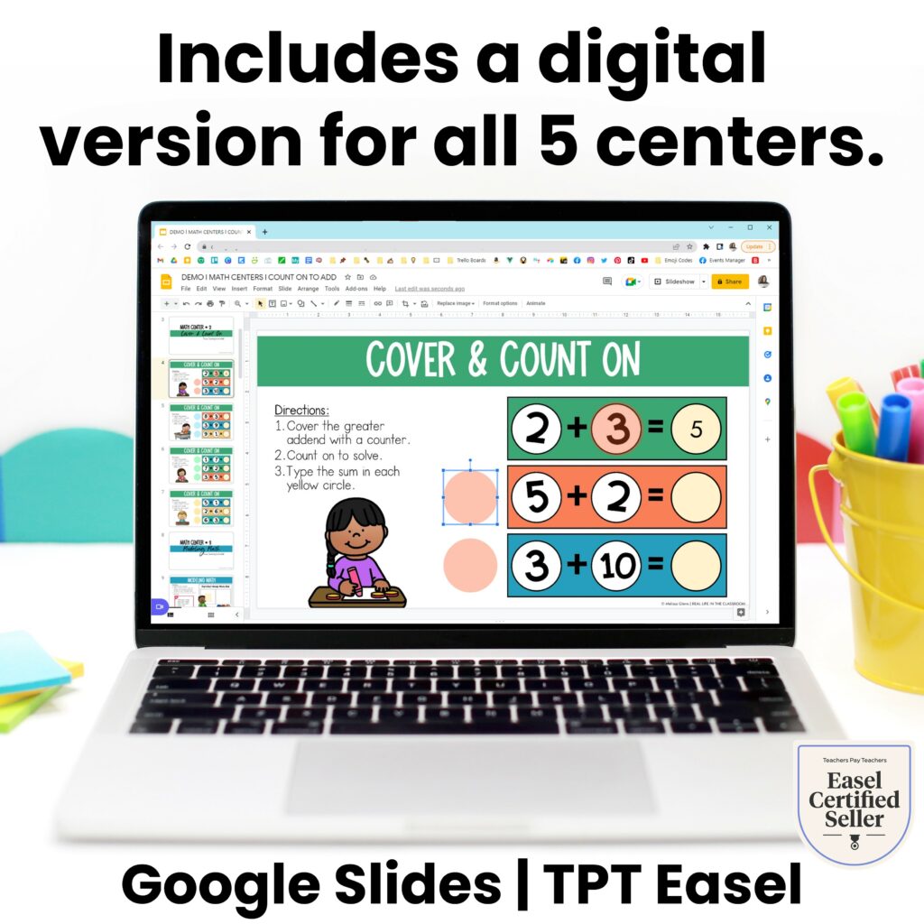 Addition Math Centers for 1st Grade - Printable and Digital | Made By ...