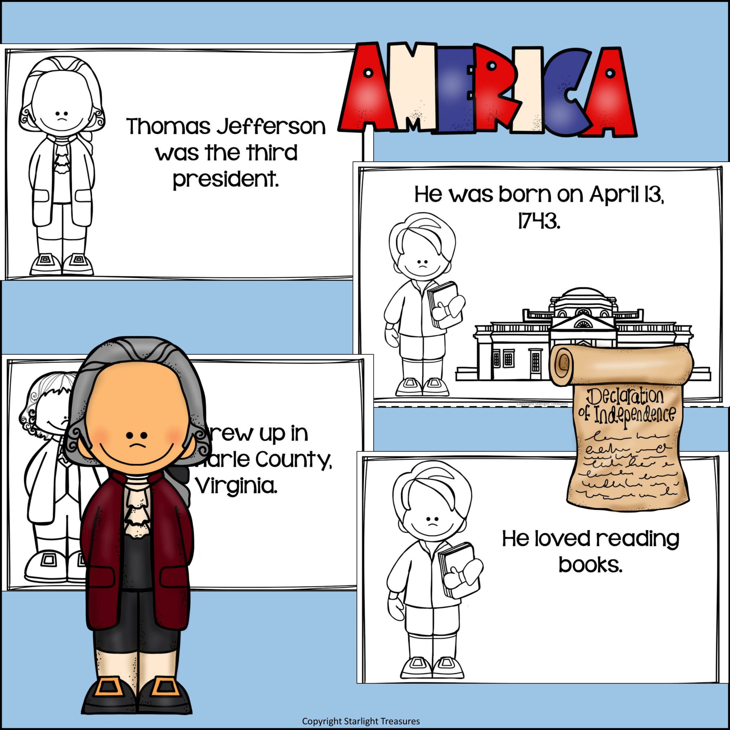 Thomas Jefferson Mini Book for Early Readers: Presidents' Day | Made By ...