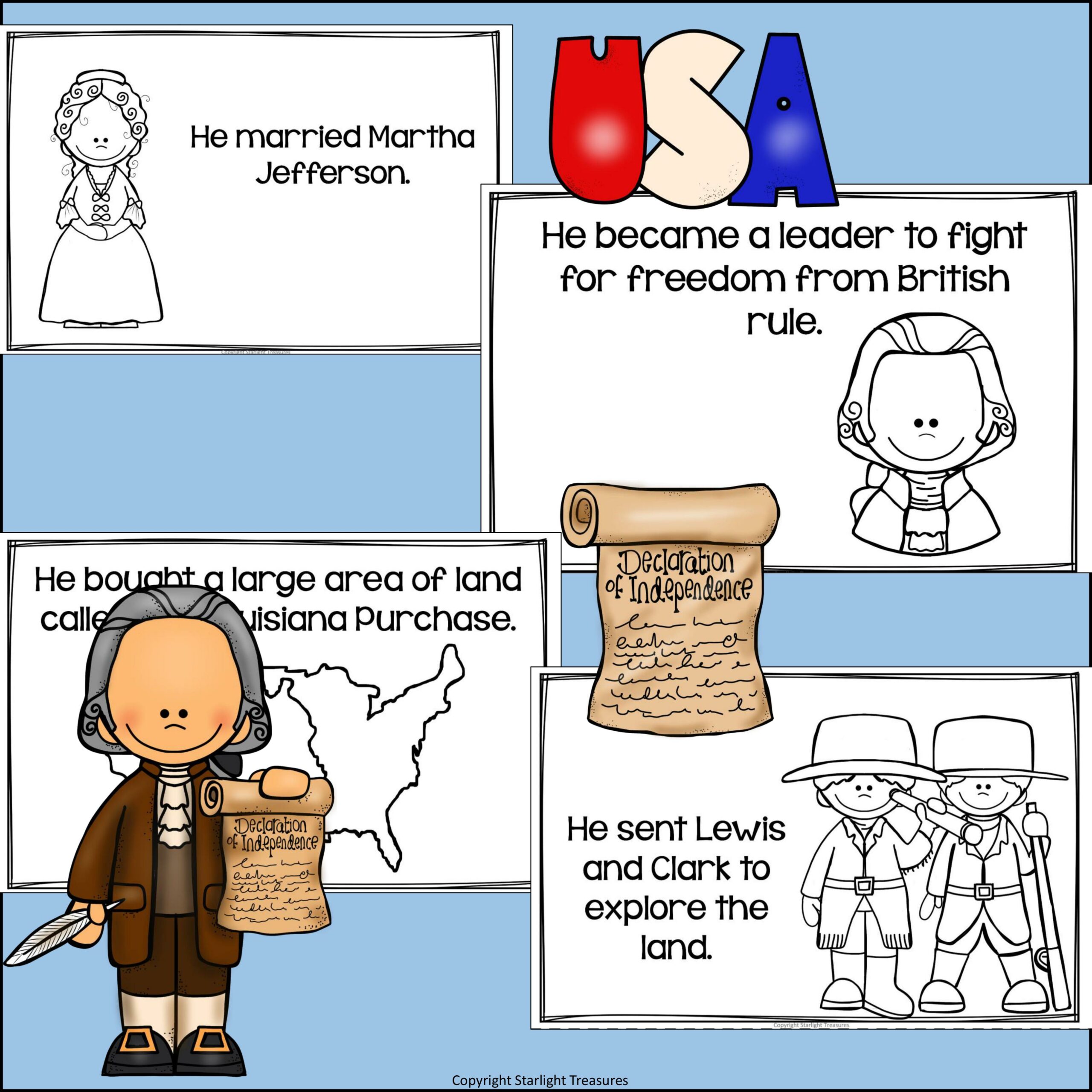 Thomas Jefferson Mini Book for Early Readers: Presidents' Day | Made By ...