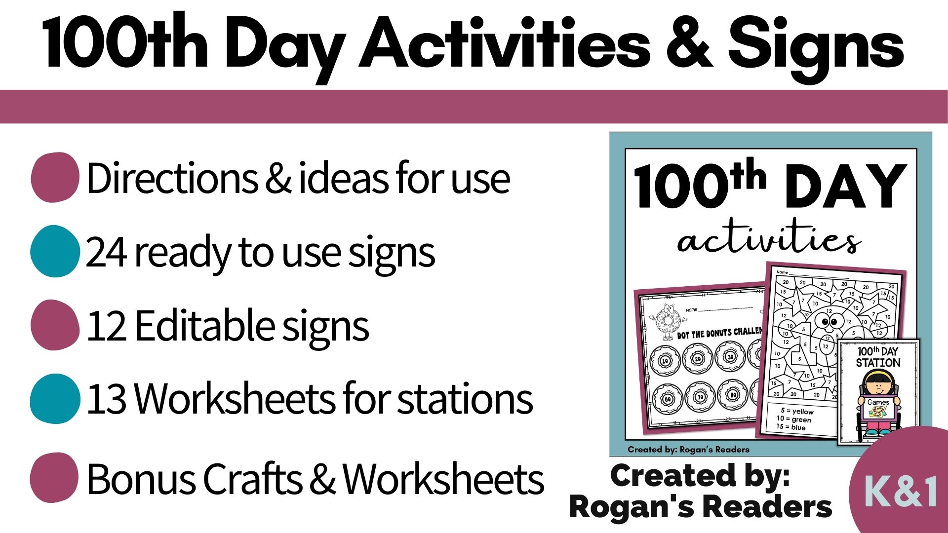 100th Day of School Activities Crafts and Signs | Made By Teachers
