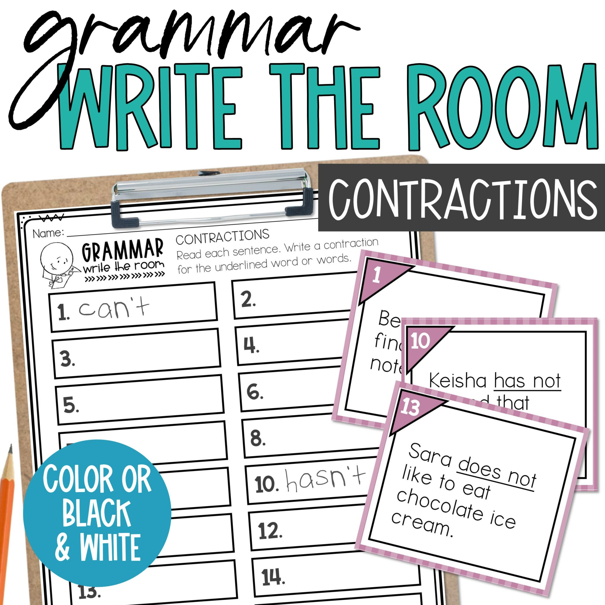 Contractions - Grammar Practice - Write the Room Activity | Made By ...