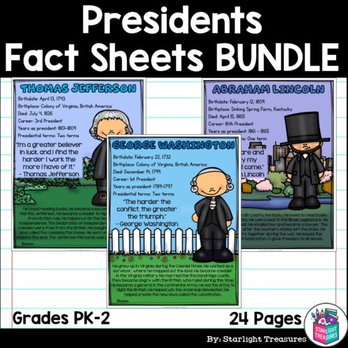 US Presidents Fact Sheets for Early Readers | Made By Teachers
