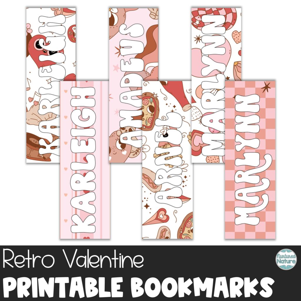 Editable Name Bookmarks - Groovy Retro Valentine’s Day | Made By Teachers