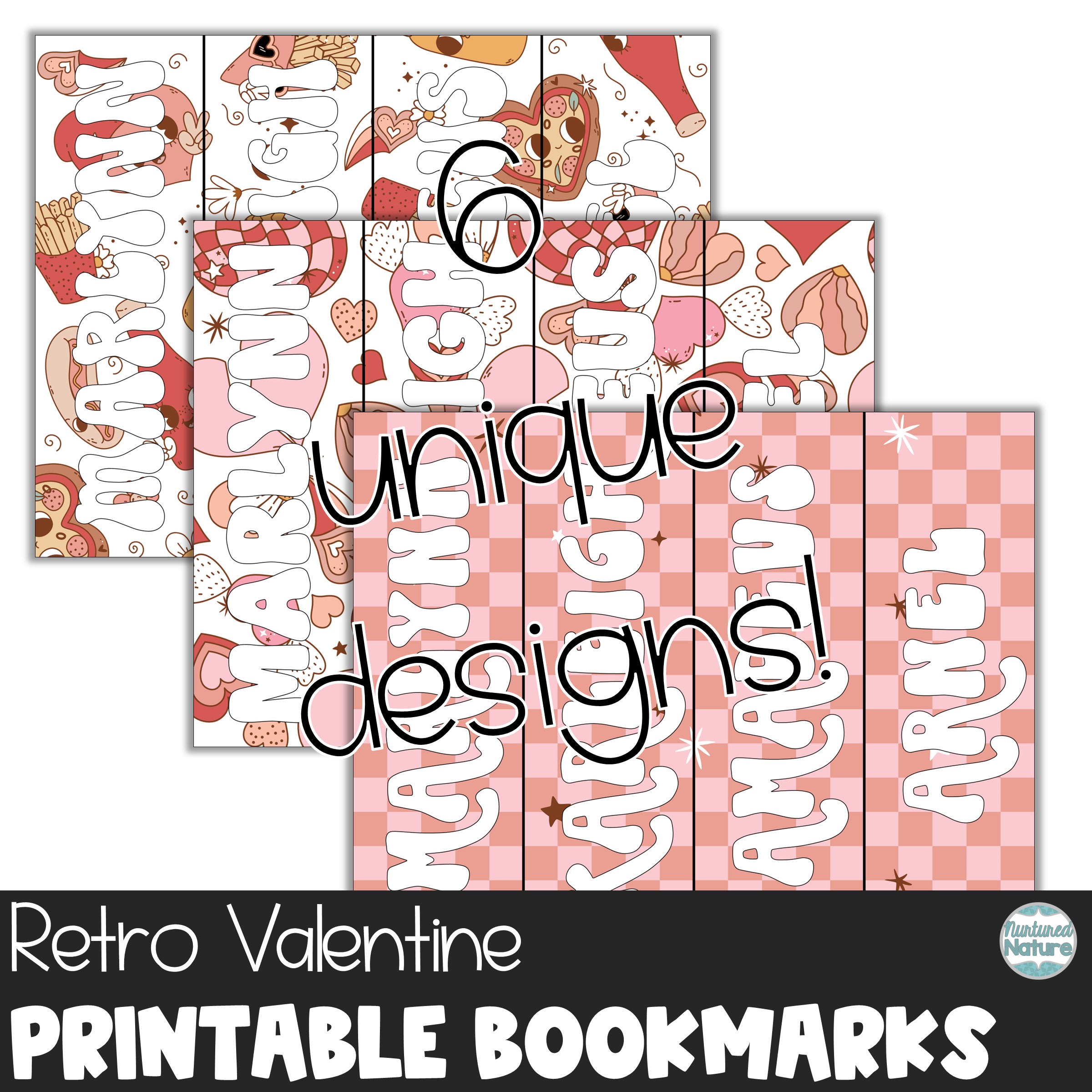 Editable Name Bookmarks - Groovy Retro Valentine’s Day | Made By Teachers