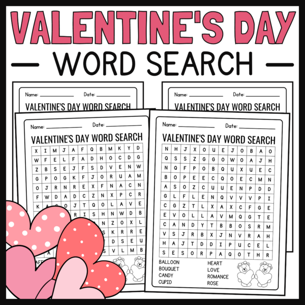 Valentine's Day Word Search | Valentine's Day Activities | Valentine's ...