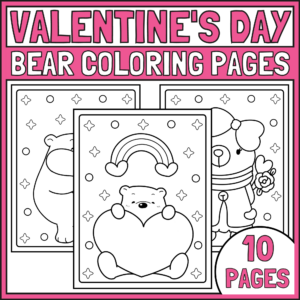 Valentine Bear Coloring Pages | Valentine's Day Coloring Pages | Made ...