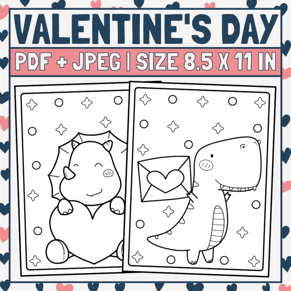Valentine Dinosaur Coloring Pages | Valentine’s Day Coloring Pages ...