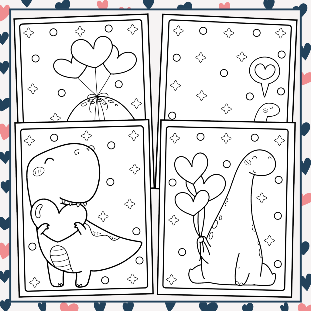 Valentine Dinosaur Coloring Pages | Valentine’s Day Coloring Pages ...