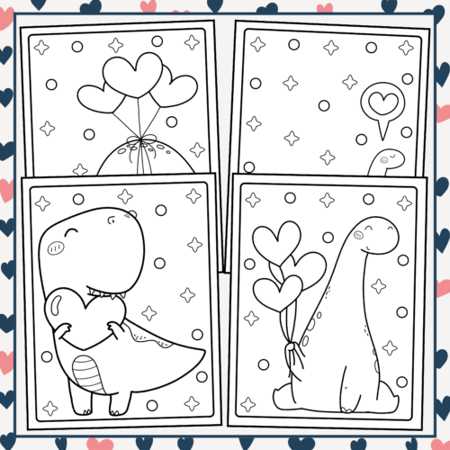 Valentine Dinosaur Coloring Pages | Valentine’s Day Coloring Pages ...