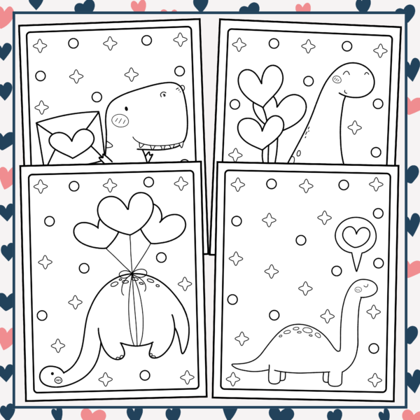 Valentine Dinosaur Coloring Pages | Valentine’s Day Coloring Pages ...
