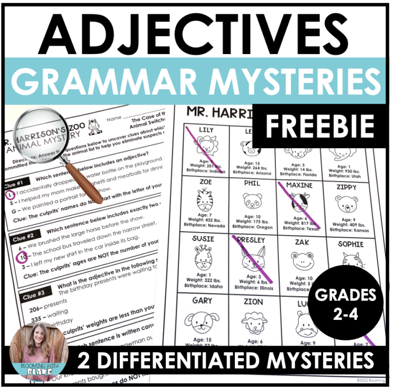 Free Adjectives Practice Mystery Activity | Made By Teachers