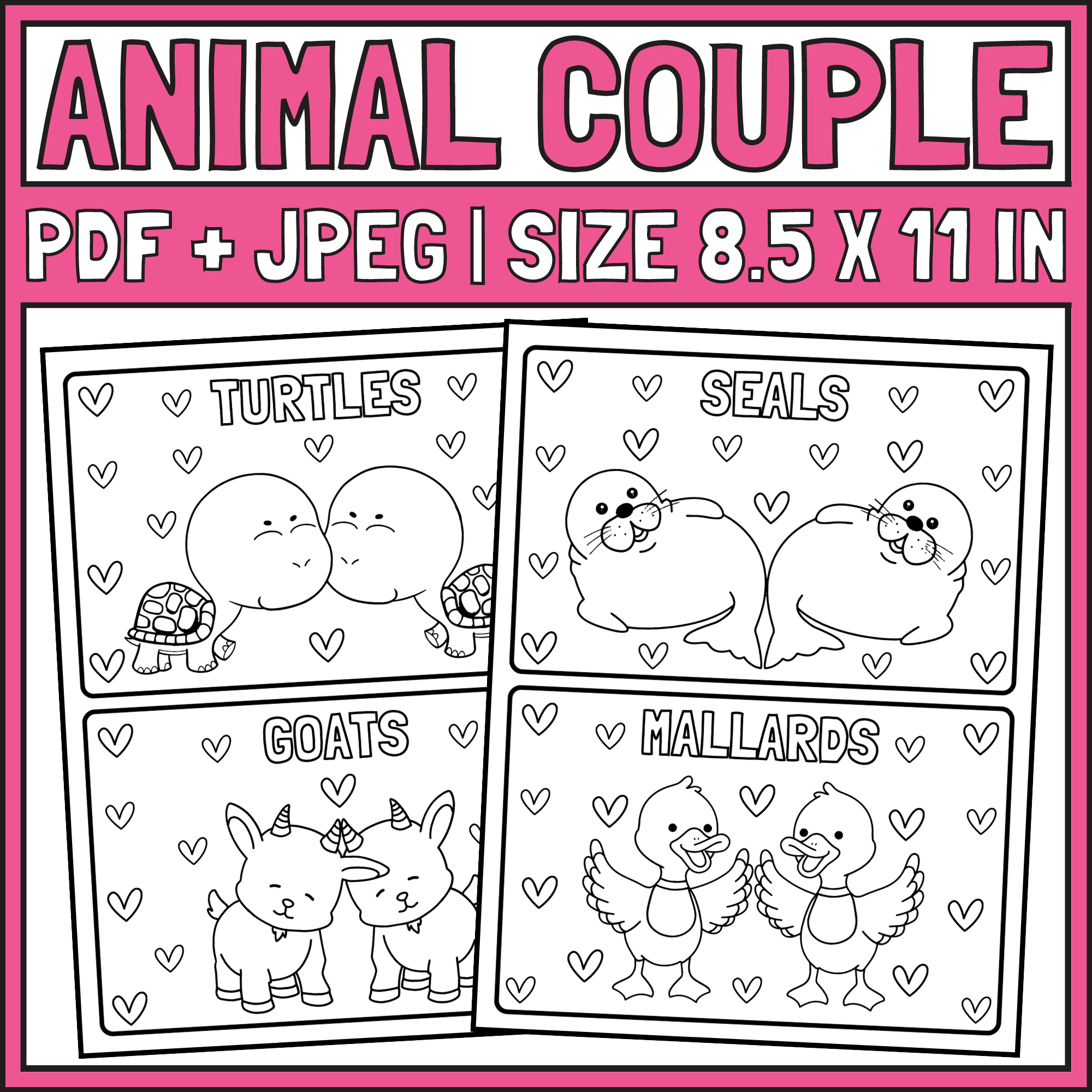Animal Couple Valentine Coloring Pages | Valentine's Day Coloring Pages ...