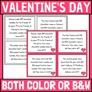 Valentine's Day Word Problem Task Cards | Valentines Day Math ...