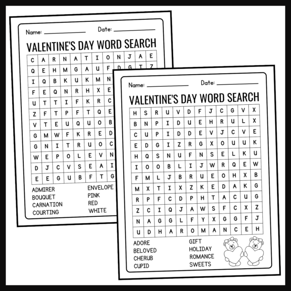Valentine's Day Word Search | Valentine's Day Activities | Valentine's ...