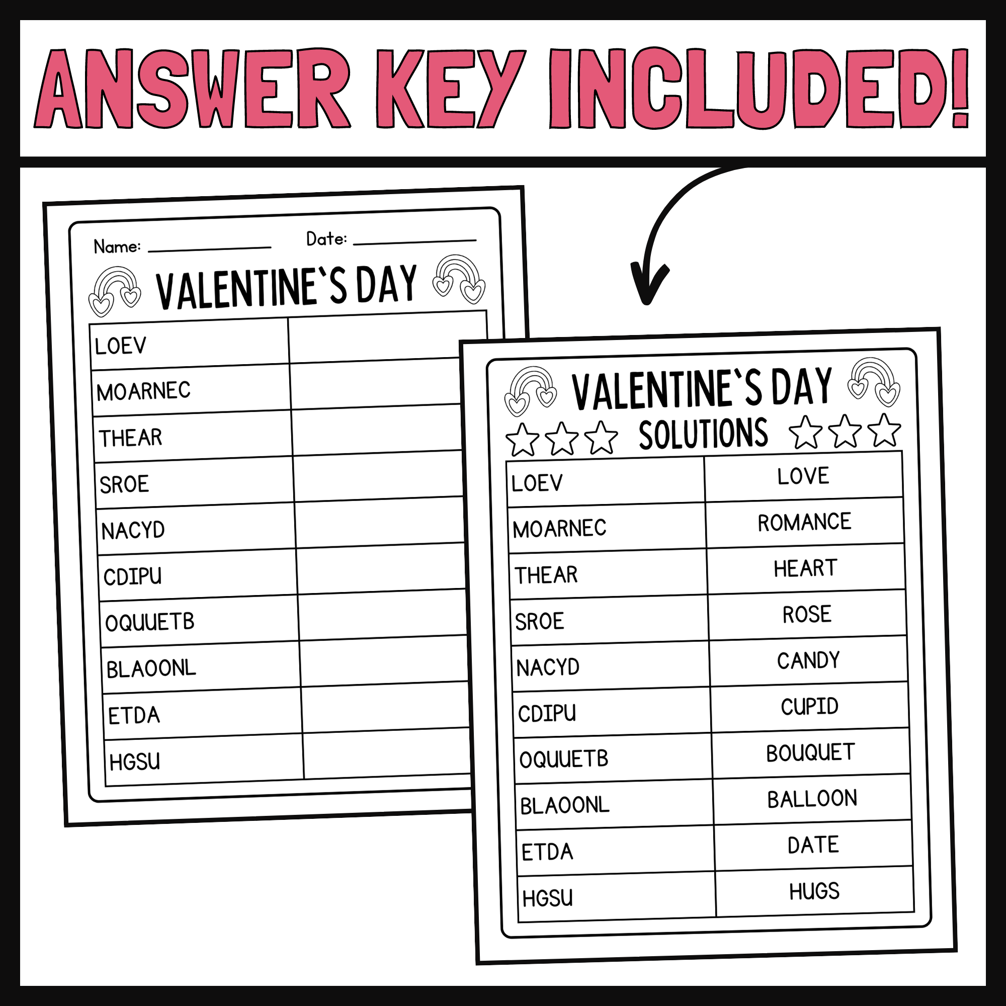 Valentine s Day Word Scramble Valentine s Day Activities Valentine Valentine s Day Word Scramble Valentine s Day Activities Valentine