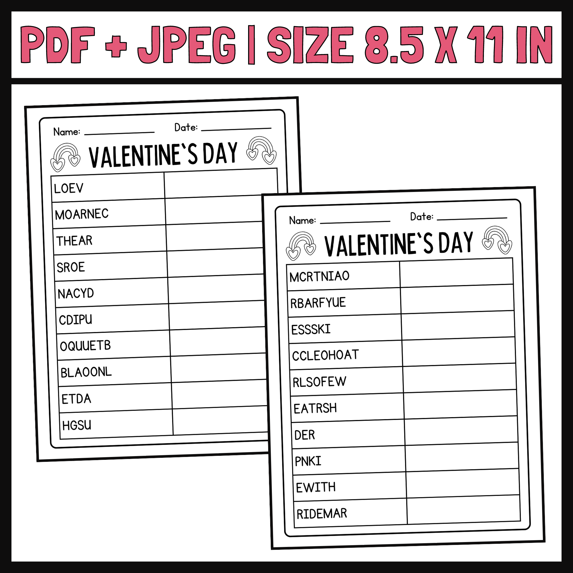 Valentine's Day Word Scramble | Valentine's Day Activities | Valentine ...