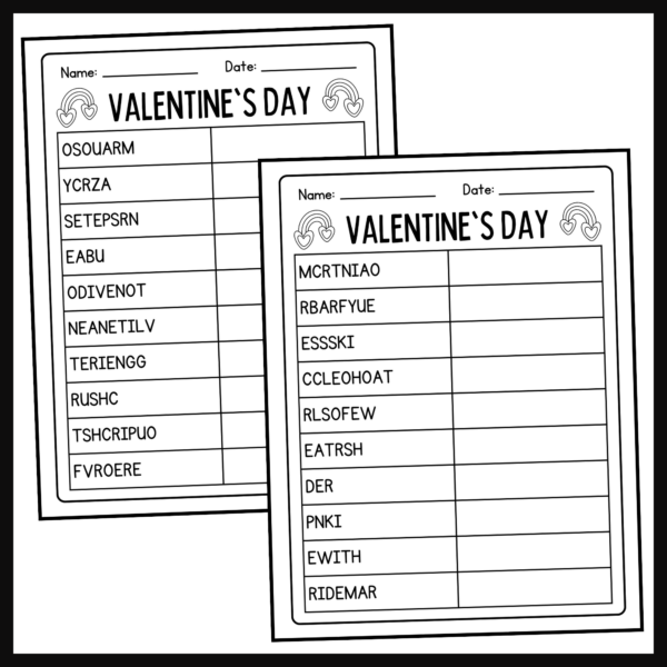 Valentine's Day Word Scramble | Valentine's Day Activities | Valentine ...