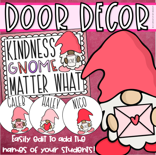 Valentine's Day Kindness Gnomes Door Display Bulletin Board Decoration ...