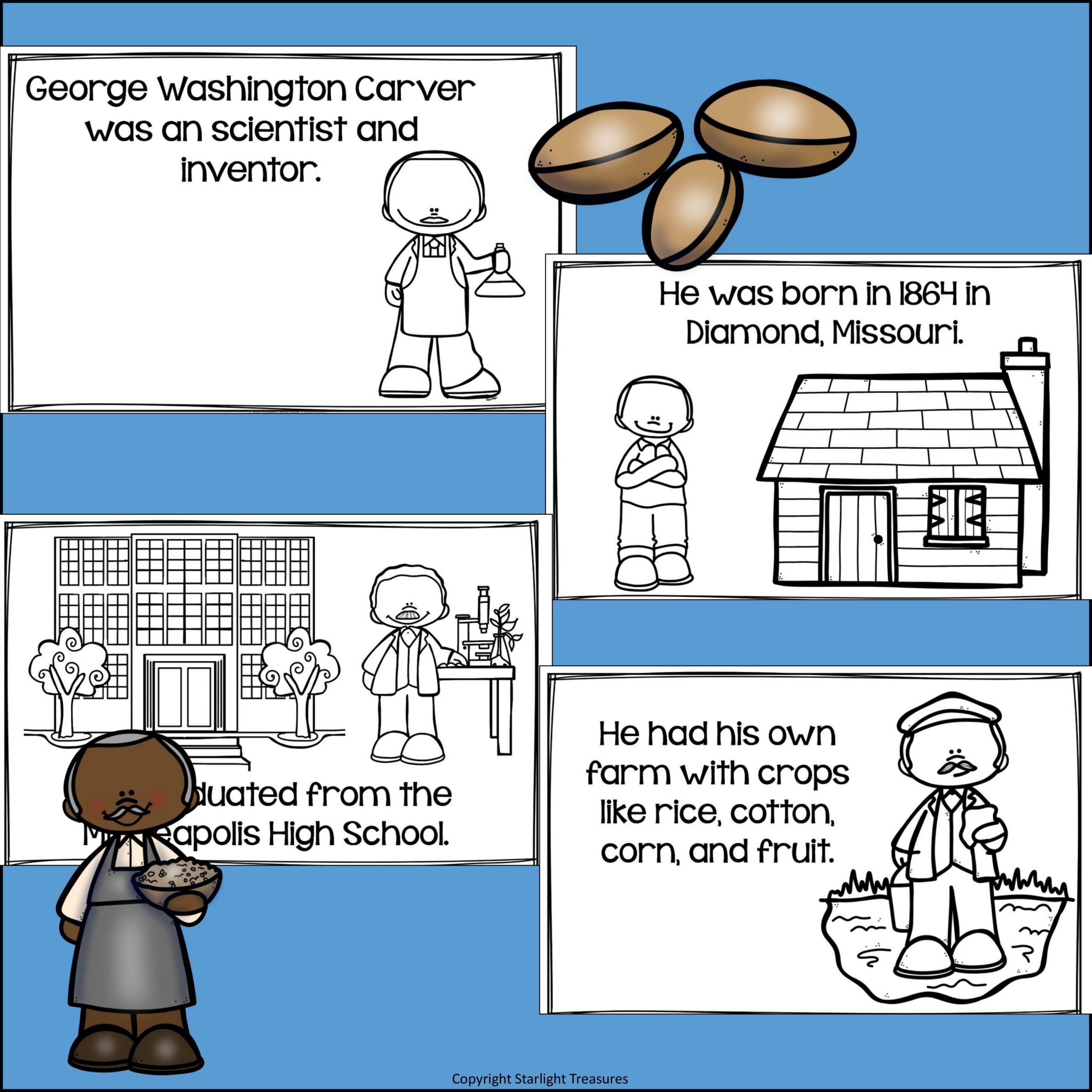 George Washington Carver Mini Book for Early Readers: Black History ...