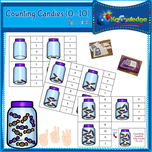 Counting Candies Clip Cards (0-10) | Made By Teachers