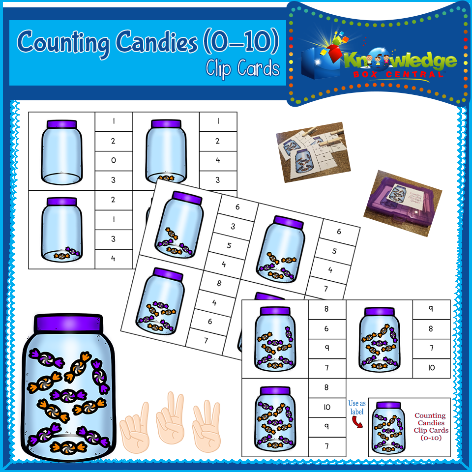 Counting Candies Clip Cards (0-10) | Made By Teachers