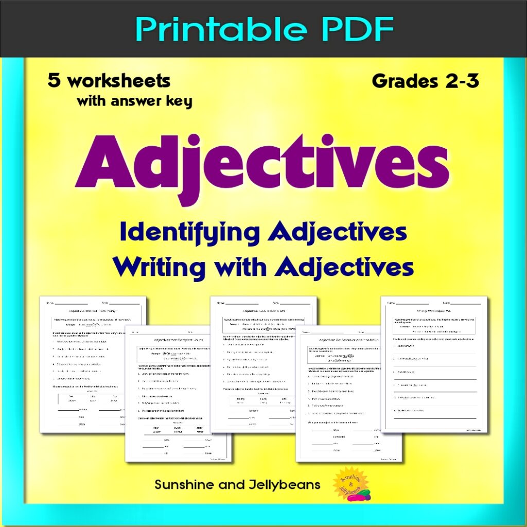 Adjectives - 5 worksheets - with Explanations & Examples - Grades 2-3 ...
