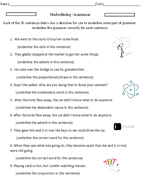 Underlining Grammar (5 Worksheets) | Made By Teachers