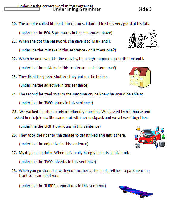 Underlining Grammar (5 Worksheets) | Made By Teachers
