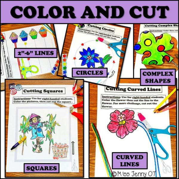 Full Year Fine Motor Cutting Practice Worksheets for Scissors Skills ...