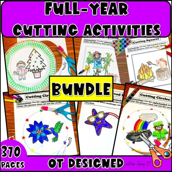 Full Year Fine Motor Cutting Practice Worksheets for Scissors Skills ...