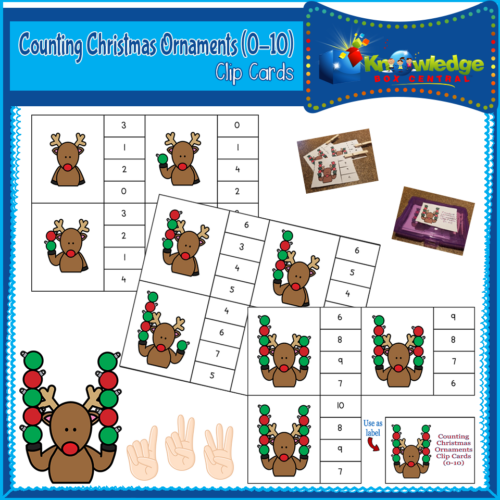 Counting Christmas Ornaments Clip Cards (0-10) | Made By Teachers