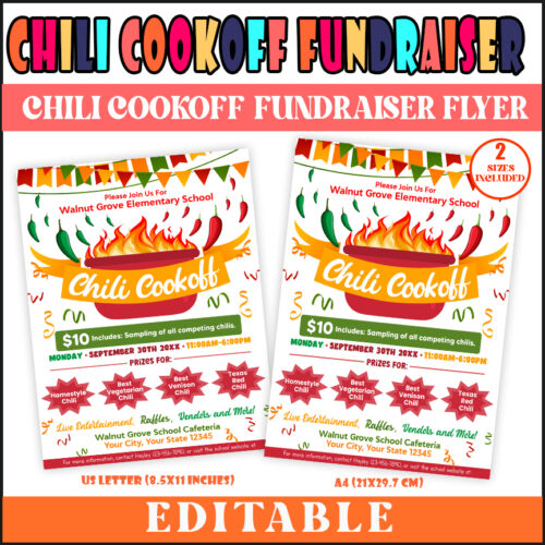 Editable Chili Cookoff Fundraiser Flyer, School Pto Pta Fundraiser ...