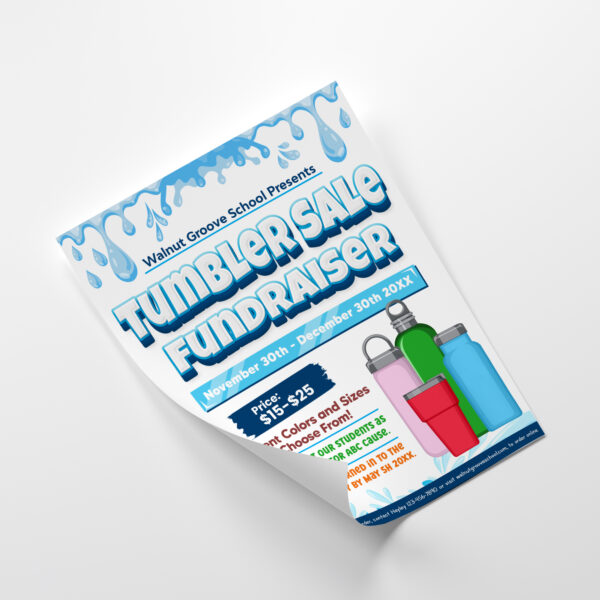 Editable Tumbler Sale Flyer, PTA PTO School Church Fundraiser Flyer ...