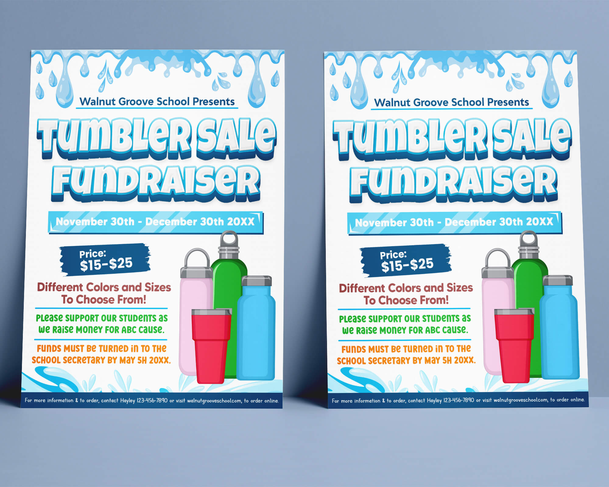 Editable Tumbler Sale Flyer, PTA PTO School Church Fundraiser Flyer ...