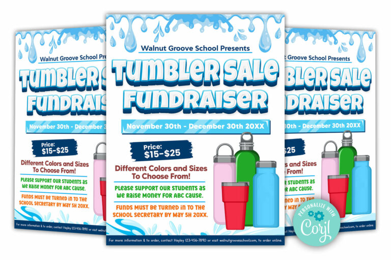 Editable Tumbler Sale Flyer, PTA PTO School Church Fundraiser Flyer ...